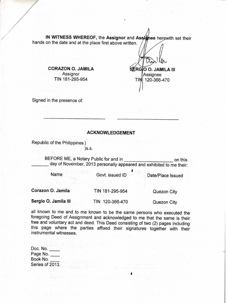 Sample Signed Deed of Assignment | PDF