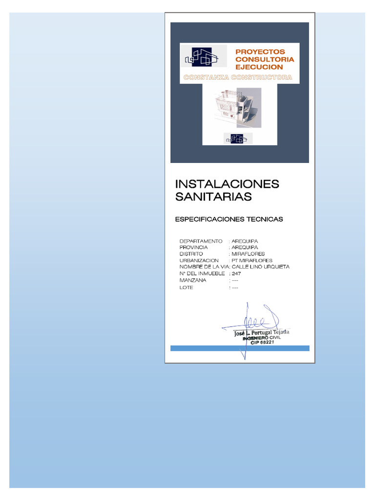 Especificaciones Tecnicas Sanitarias Edificio | PDF | Hormigón | Tubería (transporte de fluidos)
