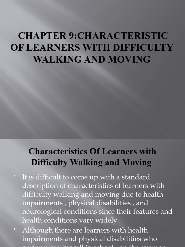 Characteristics of Learners with Mobility Challenges | PDF | Disability ...