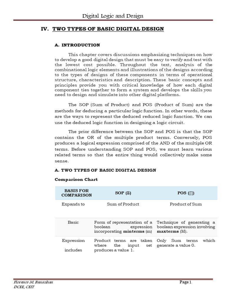 Module Iv Types of Basic Digital Design | PDF | Boolean Algebra | Teaching Mathematics