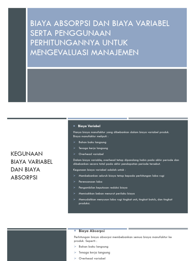 Bab 6 Biaya Variabel Dan Absorpsi | PDF