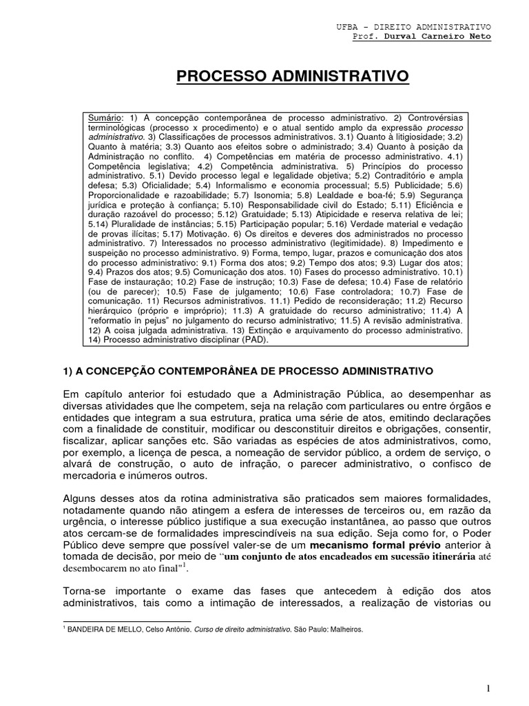 Capítulo 7 - Processo Administrativo | PDF | Estado | Lei Administrativa
