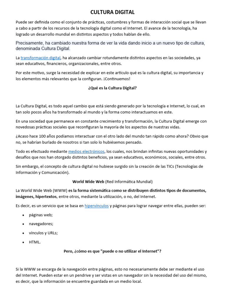 Cultura Digital Pdf Internet Red Mundial