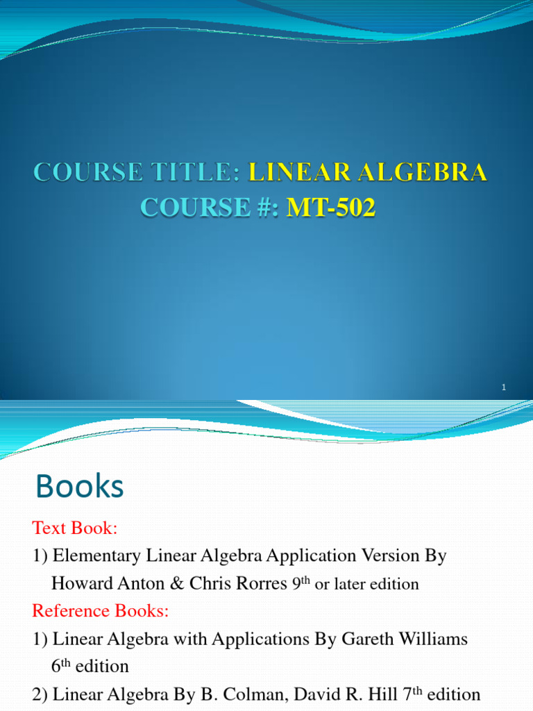 Linear Algebra Applications and Examples | PDF | System Of Linear ...