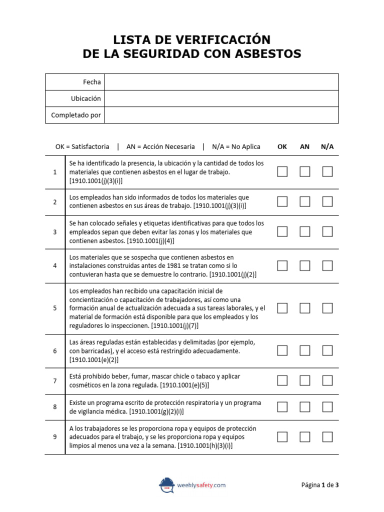 Asbestos-Safety-Checklist-Spanish (1) | PDF | Amianto