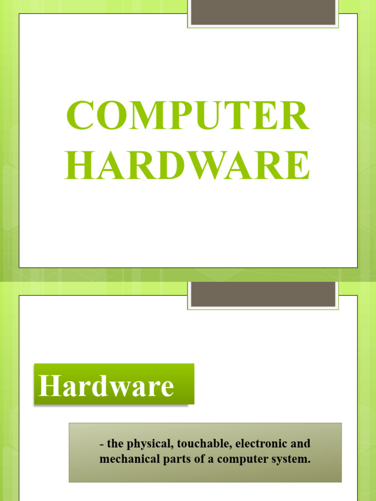Lesson 1 Computer Hardware | PDF | Random Access Memory | Computer Data Storage