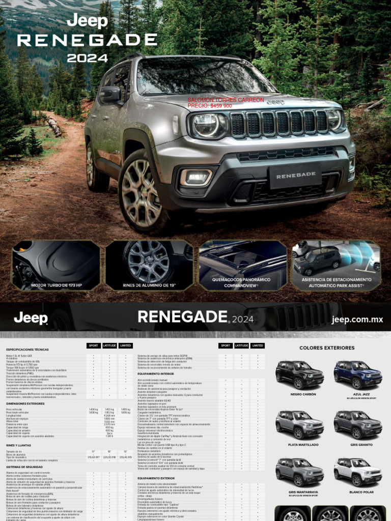 Ficha - Técnica - Jeep Renegade - 2024 | PDF | Airbag | Sistema de freno antibloqueo