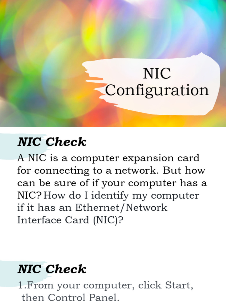 Nic Configuration Pdf Ip Address Network Interface Controller