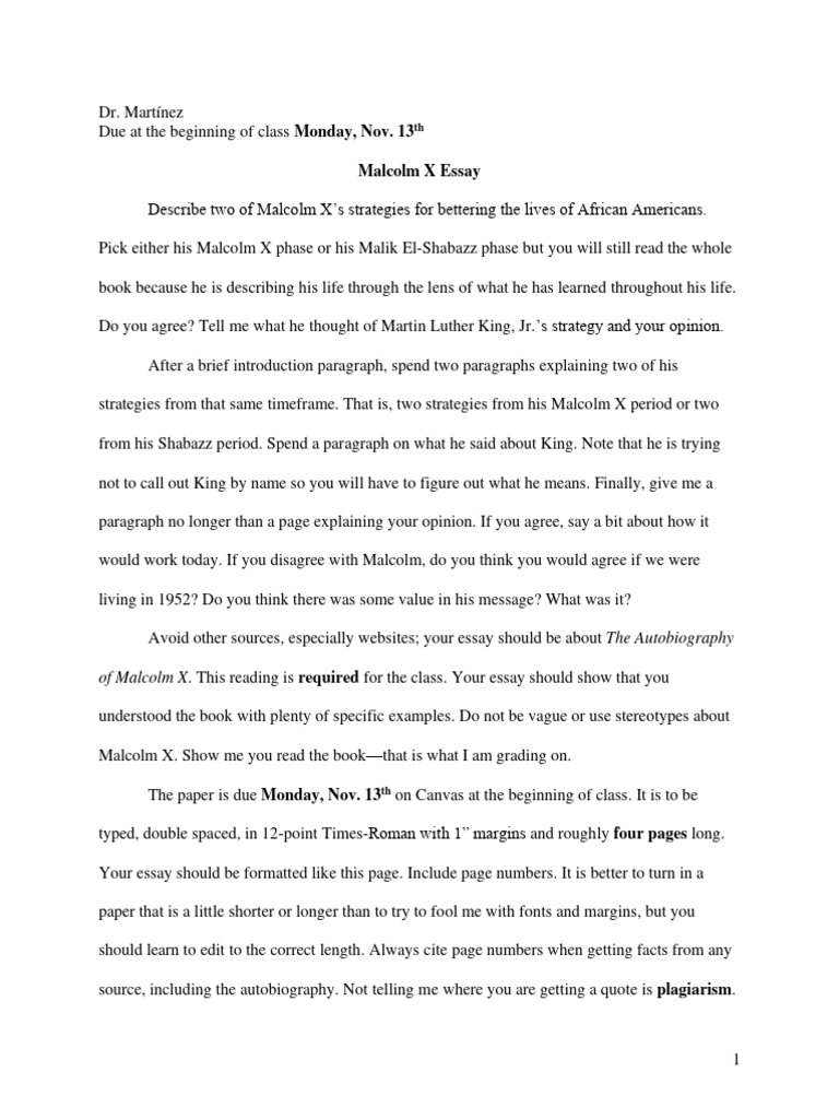 Malcolm X Essay Prompt | PDF | Malcolm X