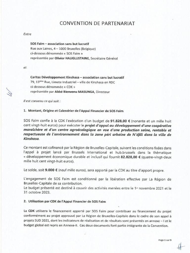 Convention de Partenariat Signee Par Les Deux Parties - Hub - Brussels ...