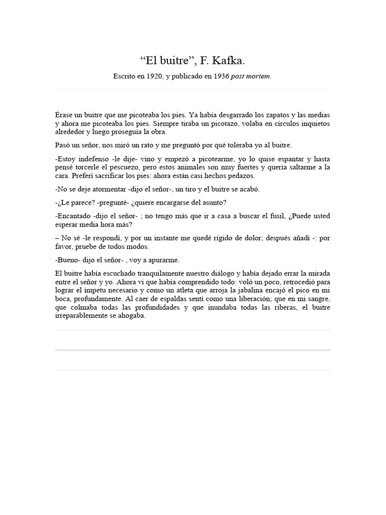 El Buitre Kafka 1 | PDF