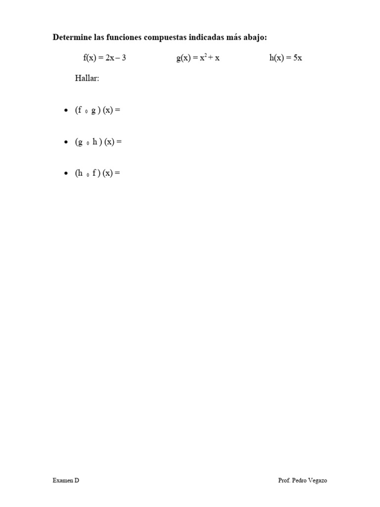 Ejercicio Funciones Compuestas | PDF