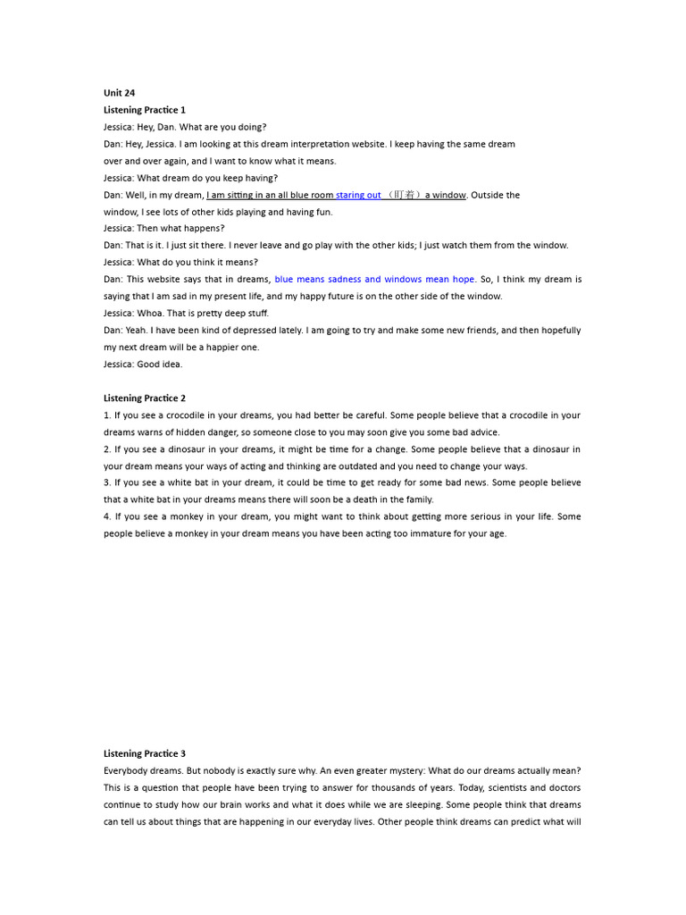 Unit 24-Script | PDF | Dream