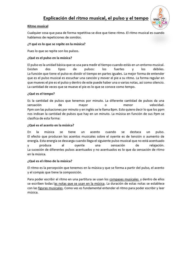 Ritmo, pulso y tempo en la música | PDF | Arte