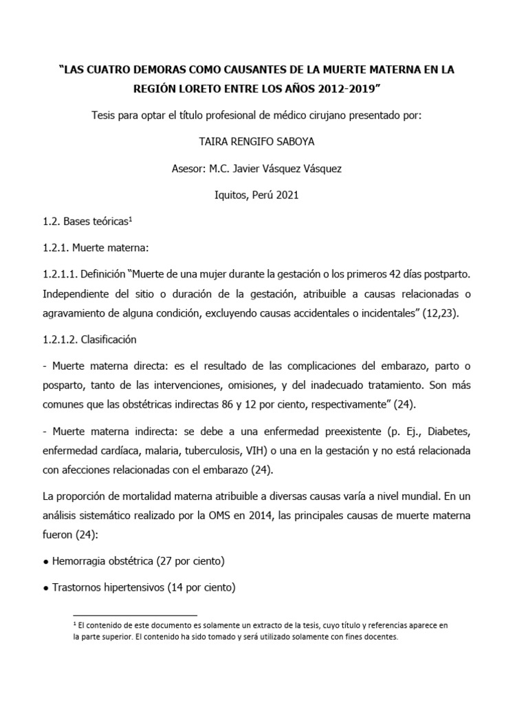 Las 4 Demoras | PDF | Muerte materna | El embarazo