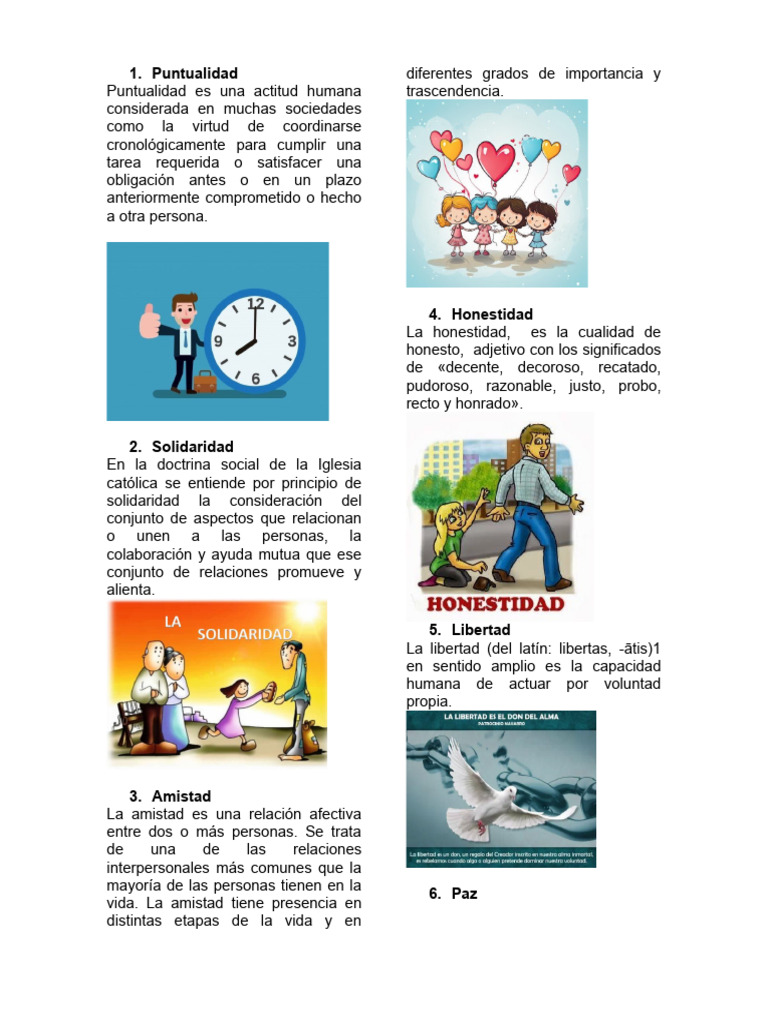 Valores Con Su Significado | PDF | Tolerancia | Paz