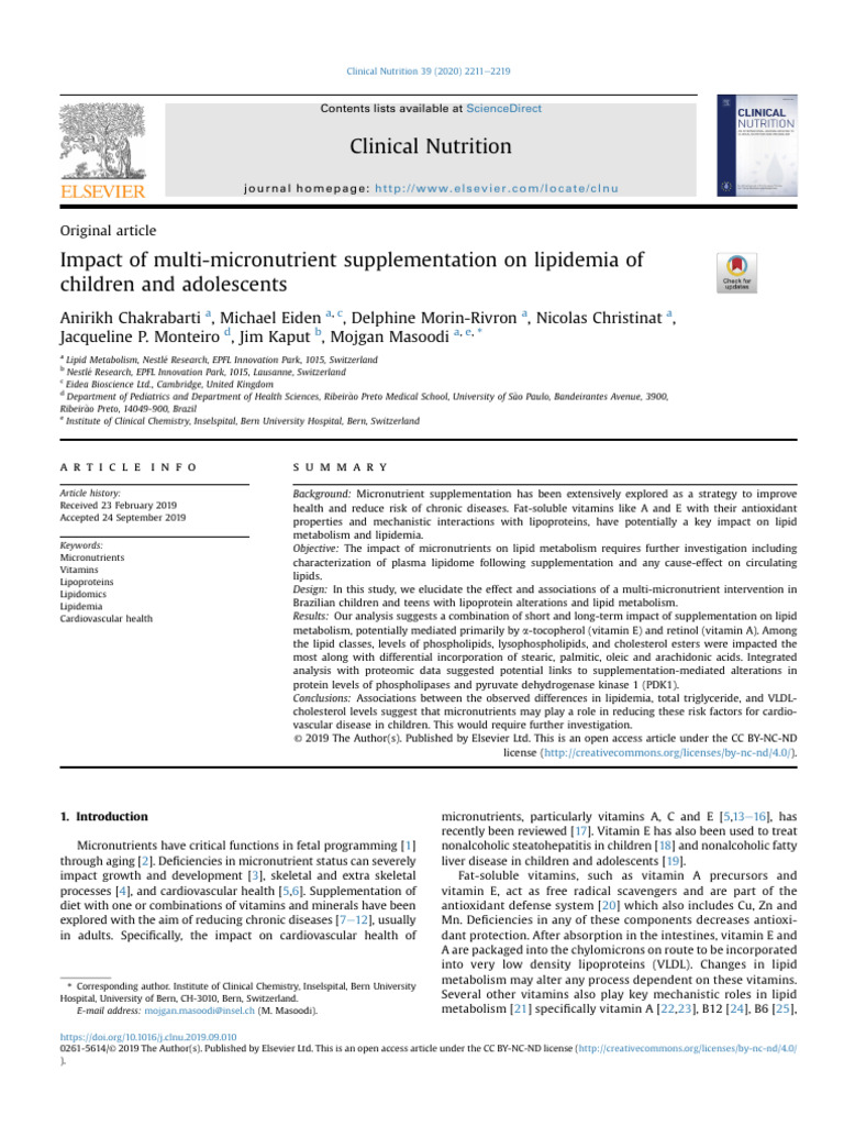 Impact of Multi Micronutrient Supplementation On L | PDF | High Density ...