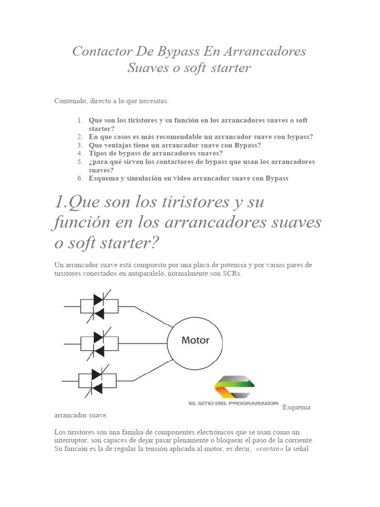 Contactor de Bypass en Arrancadores Suaves o Soft | PDF | Corriente ...