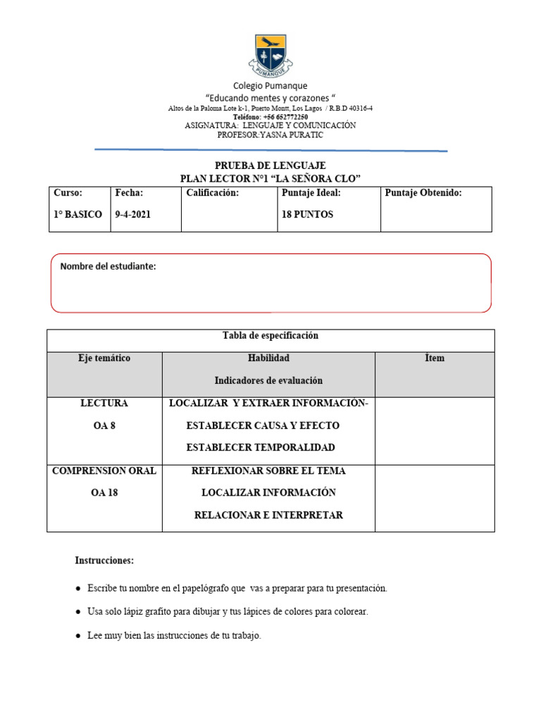 Plan Lector n01 | PDF