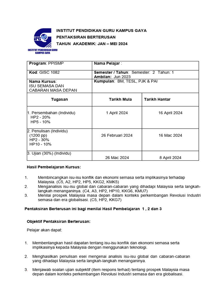 Tugasan GISC 1082: Isu Semasa Malaysia | PDF