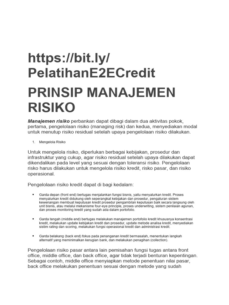 Prinsip Manajemen Risiko | PDF
