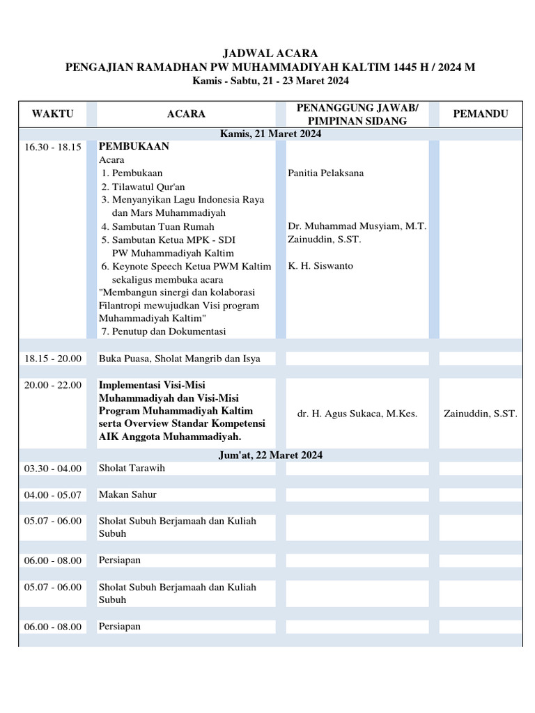 Jadwal Pengajian Ramadhan | PDF