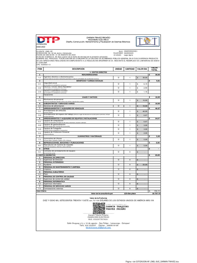 PROFORMA AP - CNEL SUC - DARWIN TRAVEZ-signed-signed-signed-signed | PDF | Luz de la calle ...