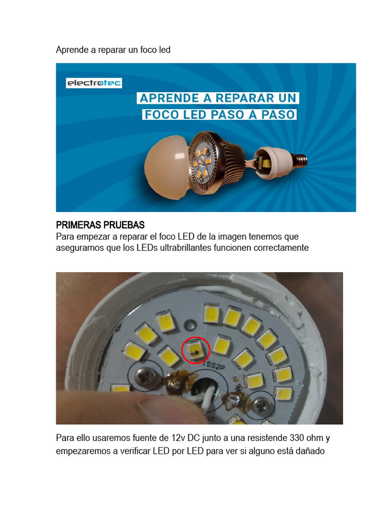 Aprende A Reparar Un Foco Led | PDF