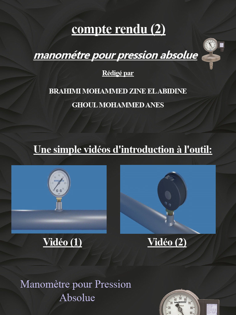 Manométre Pour Pression Absolue | PDF | mesure de pression | Pression