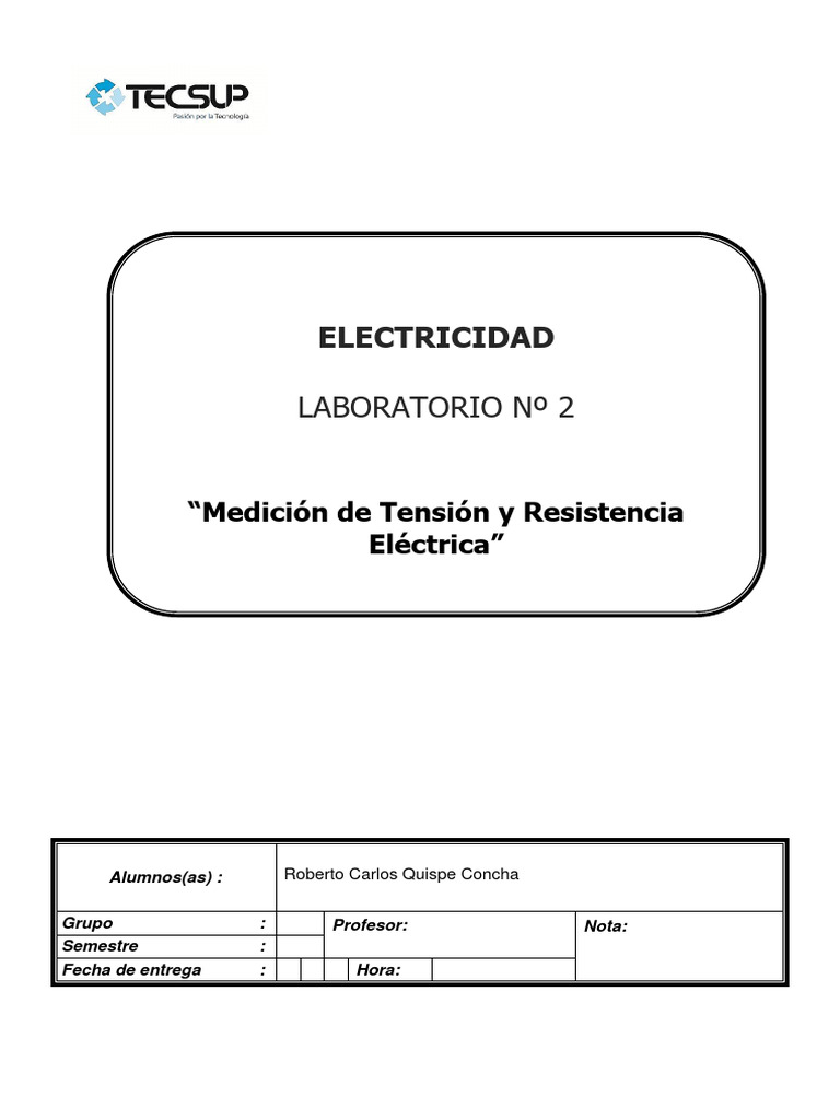 Lab02 - Medicion Tension y Resistencia 2023-1. O | PDF | Resistencia ...