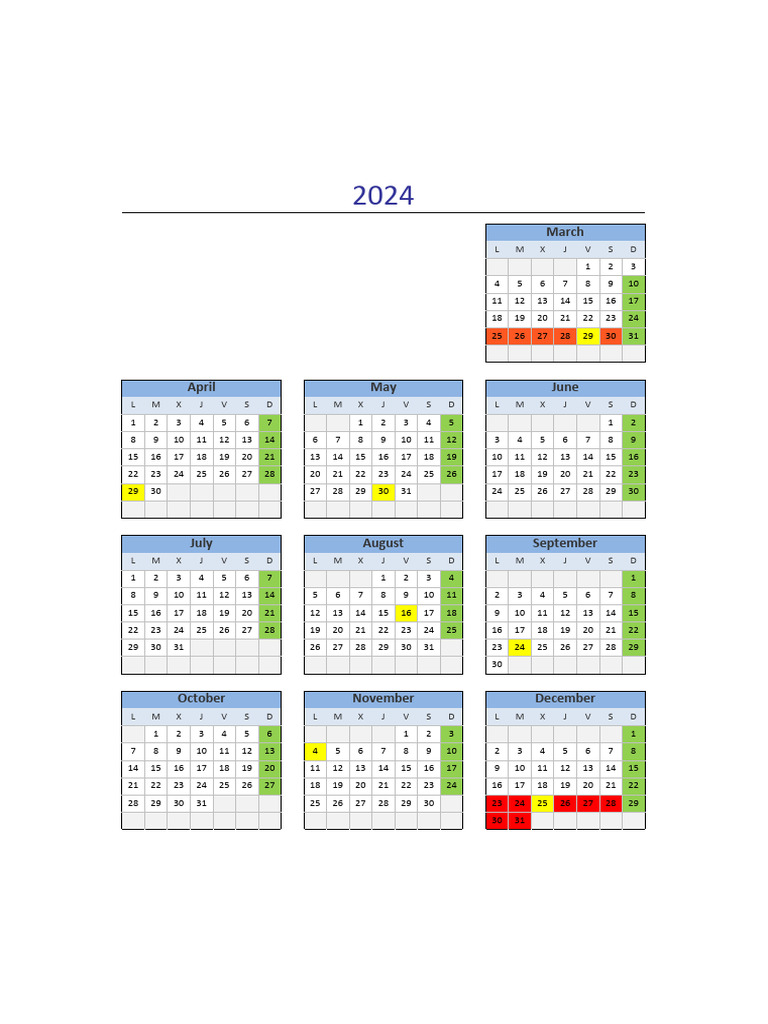 2024 Monthly Calendar Overview | PDF