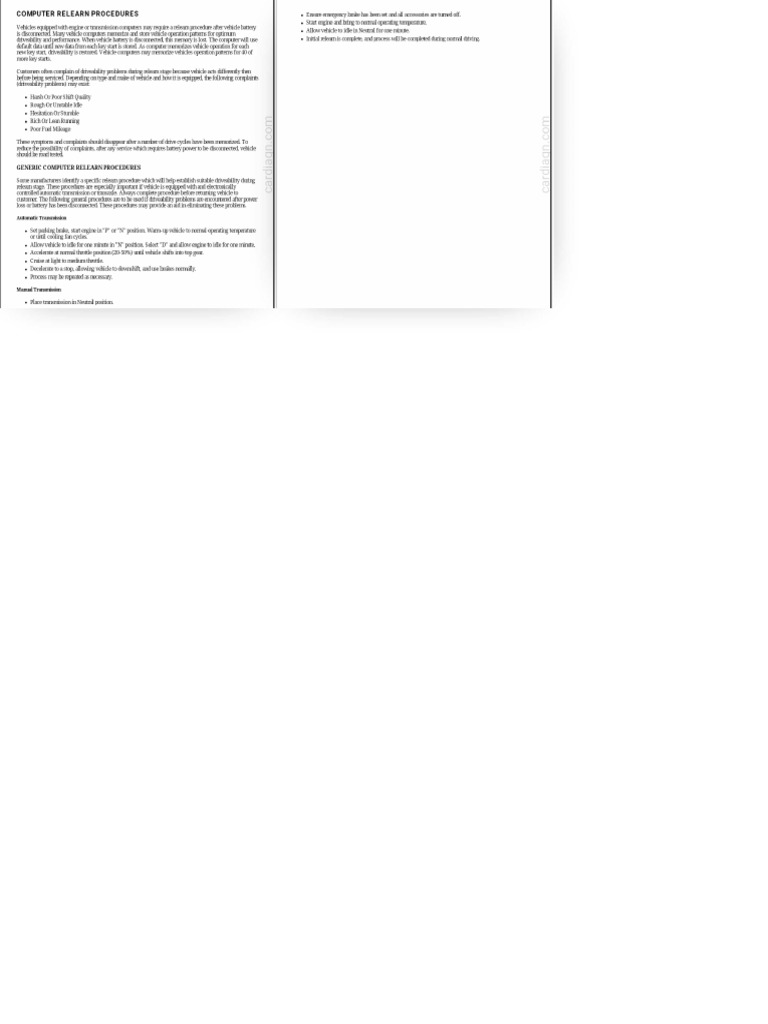 2001 Rio - Computer Relearn Procedures - PDF Download | PDF