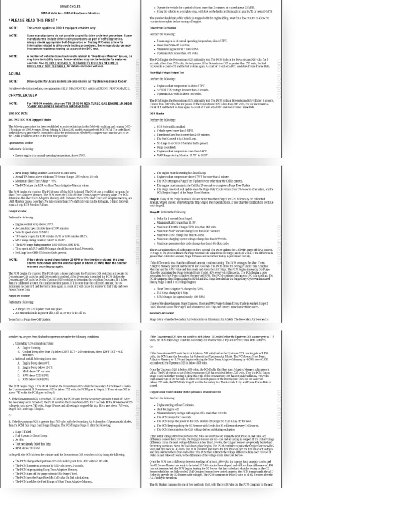 2001 Rio - OBD-II Readiness Monitors - PDF Download | PDF