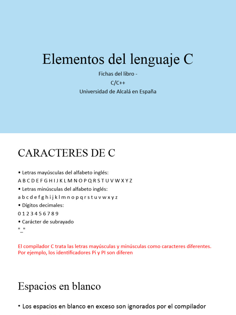 Elementos Del Lenguaje C | PDF | Compilador | Poco