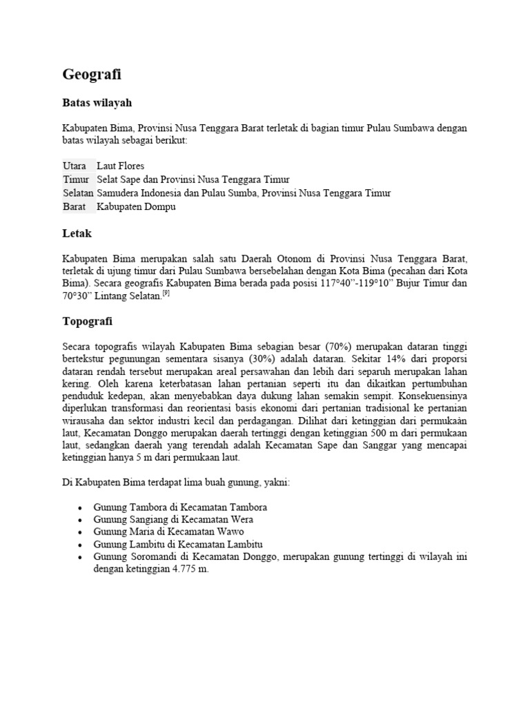 Geografis Kab BIma | PDF | Perjalanan