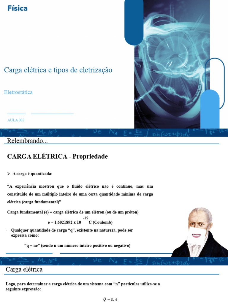 Aula 002 - Carga Eletrica e Tipos de Eletrizacao | PDF | Carga elétrica ...