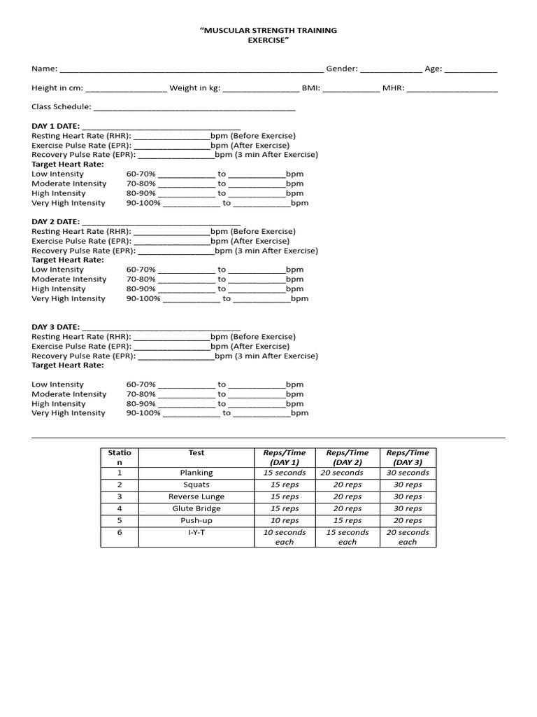 Muscular Strength Training Exercise | PDF | Strength Training ...