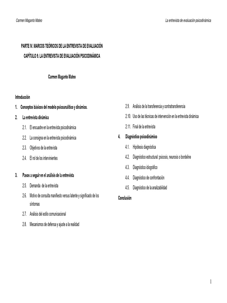 Lectura Complementaria 1 Maganto. La Entrevista Psicodinámica | PDF ...