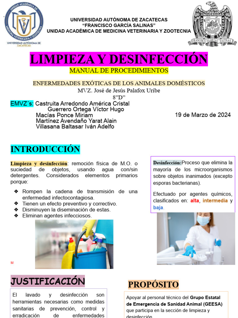 Limpieza y Desinfección. 8°d | PDF | Agua | Formaldehído