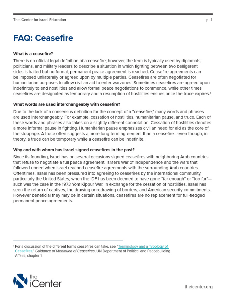 Ceasefire FAQs | PDF | Ceasefire | Hamas