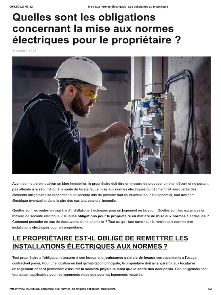obligation mise aux normes électriques | PDF
