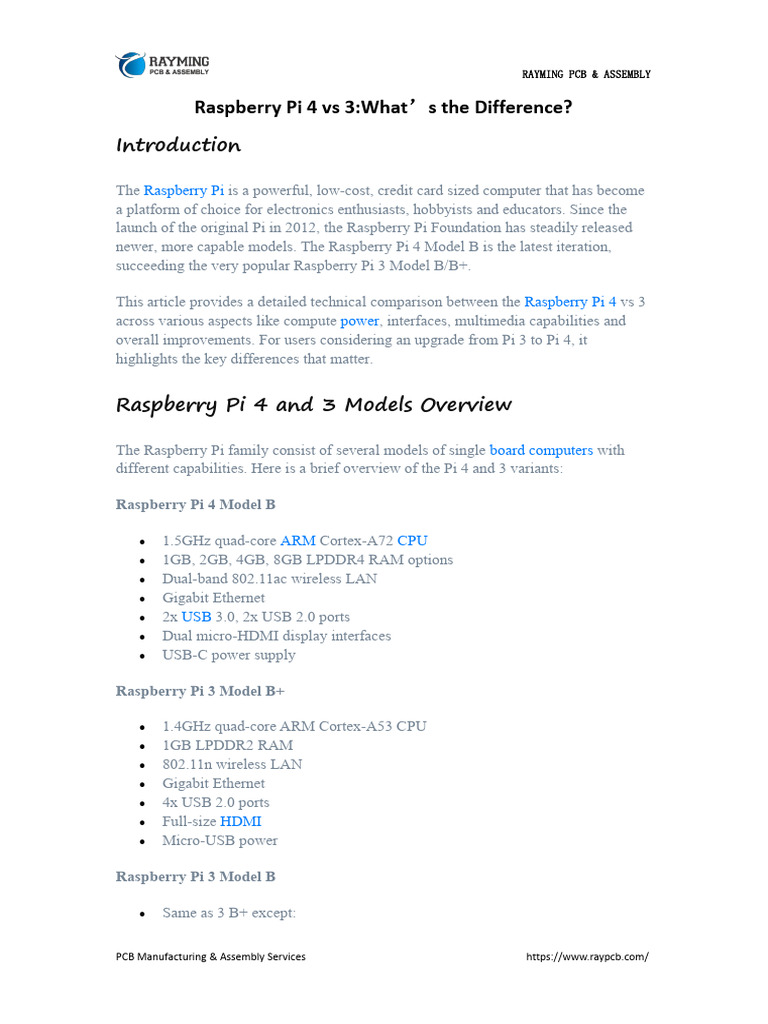 Raspberry Pi 4 vs 3What’s the Difference | PDF | Raspberry Pi | Usb
