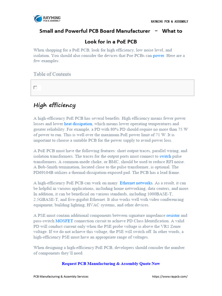Small and Powerful PCB Board Manufacturer - What To Look For in A PoE PCB | PDF | Printed ...
