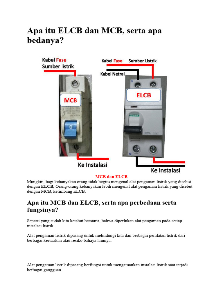 Apa Itu ELCB Dan MCB | PDF