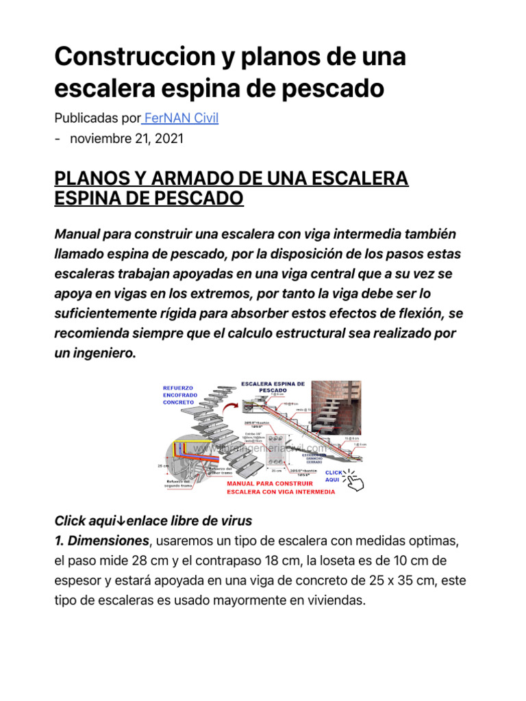 Construccion y Planos de Una Escalera Espina de Pescado | PDF | Hormigón | Escalera