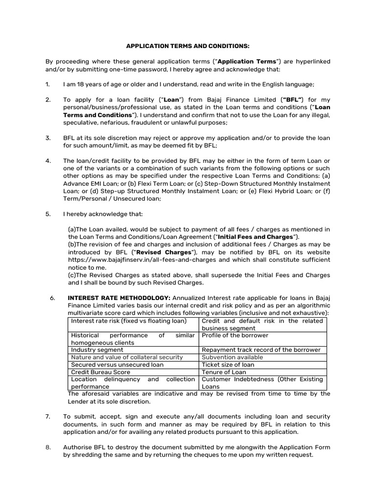 Bajaj Finance Personal Loan General Loan Application T CPDF | PDF ...