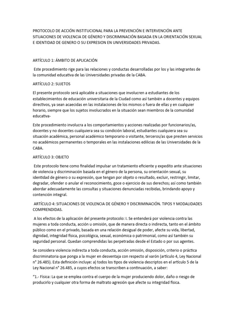Protocolo de Accion Institucional Para La Prevencion e Intervencion Ante Situaciones de ...