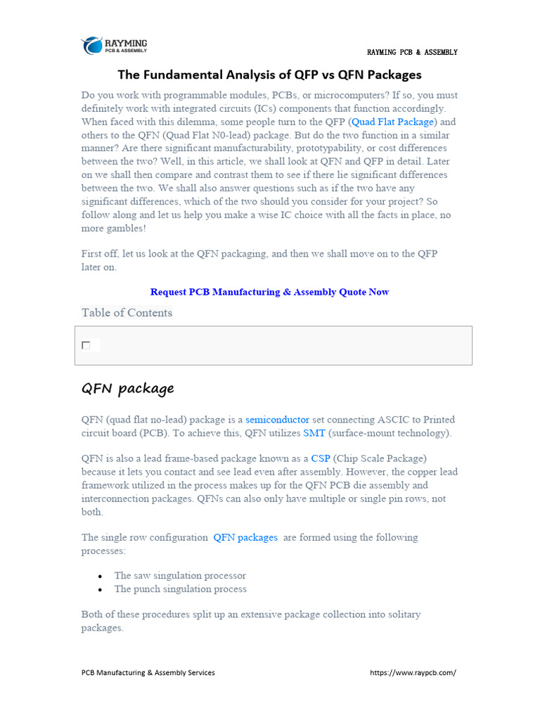The Fundamental Analysis of QFP Vs QFN Packages | Download Free PDF | Printed Circuit Board ...