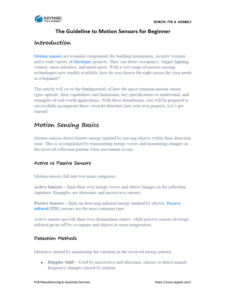 The Guideline To Motion Sensors For Beginner | PDF | Security Alarm ...