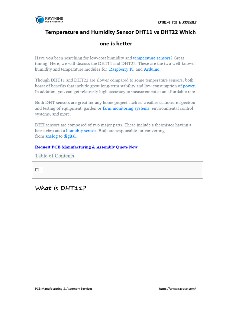 Temperature and Humidity Sensor DHT11 Vs DHT22 Which One Is Better ...